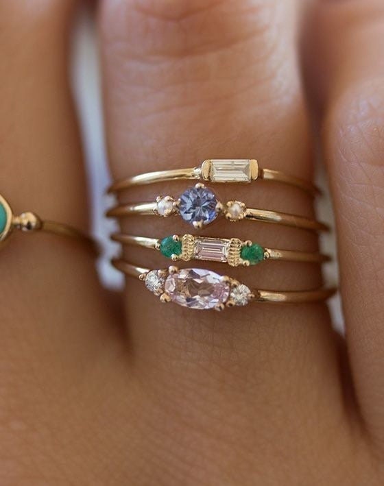 Skinny stackable rings |Boho stacking ring | Minimalist| Emerald – A.M ...